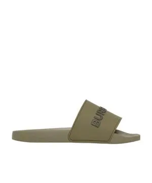 Burberry Logo Detail Two-tone Slides - Green
