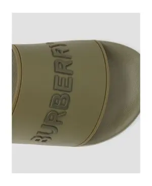 Burberry Logo Detail Two-tone Slides - Green