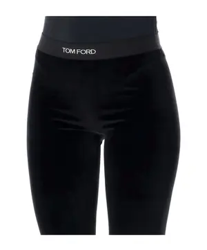 TOM FORD Stretch Lustrous Velour Signature Leggings - Black