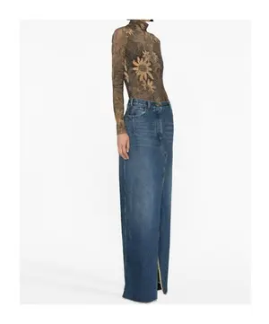 DARKPARK Distressed Denim Maxi Skirt - Blue