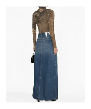 DARKPARK Distressed Denim Maxi Skirt - Blue