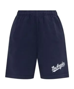 SPORTY  RICH Sporty & Rich X The La Dodgers Logo Printed Gym Shorts - Black