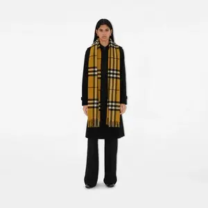 Burberry Checked Fringed-edge Scarf - Teak