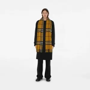 Burberry Checked Fringed-edge Scarf - Teak