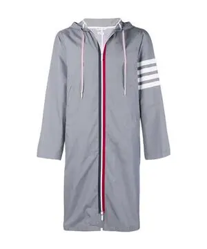 Thom Browne Striped Hooded Long Windbreaker