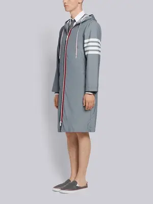 Thom Browne Striped Hooded Long Windbreaker