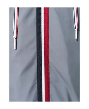 Thom Browne Striped Hooded Long Windbreaker