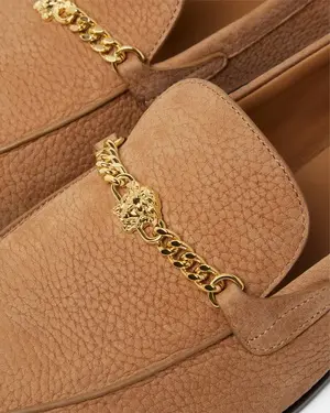 Versace Medusa Embellished Loafers - Caramel