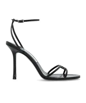 JIMMY CHOO Leo 100 Wrap Leather Sandals - Black