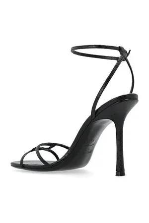 JIMMY CHOO Leo 100 Wrap Leather Sandals - Black