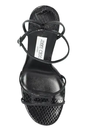 JIMMY CHOO Leo 100 Wrap Leather Sandals - Black