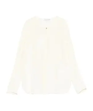 Max Mara Long Sleeve Top With Round Neck And Button Details