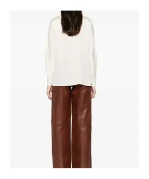 Max Mara Long Sleeve Top With Round Neck And Button Details