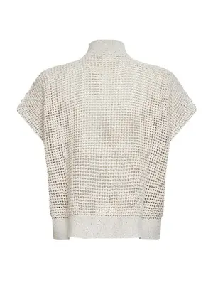 Brunello Cucinelli Mesh Knit Zip-up Cardigan - Oat