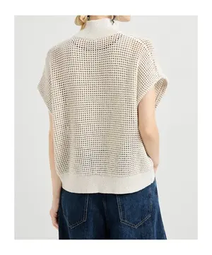 Brunello Cucinelli Mesh Knit Zip-up Cardigan - Oat