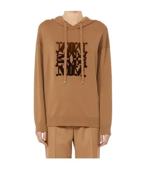 Max Mara Velvet Logo Hoodie - Brown