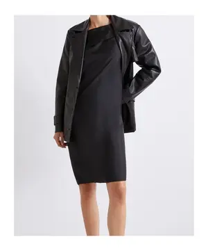 Marella Leather Trench Coat With Belt And Notched Lapels