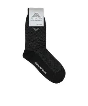 Emporio Armani Logo Detail Crew Socks - Black