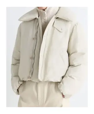 LEMAIRE Elasticated Cuff Quilted Puffer Jacket - Bone