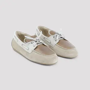 Miu Miu Lace-up Boat Flats - Nude