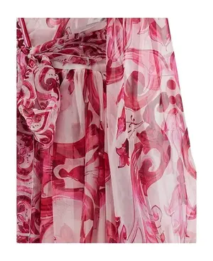 Dolce & Gabbana Graphic-printed Long Sleeve V-neck Belted Dress