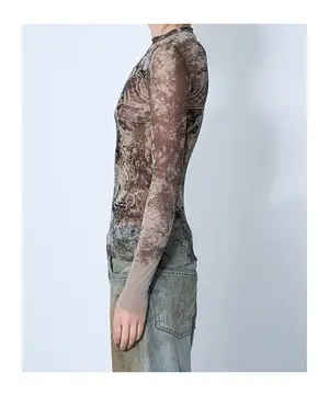 JEAN PAUL GAULTIER Graphic Medallion Mesh Top - Multicolor