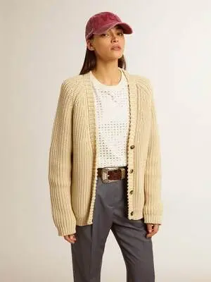 GOLDEN GOOSE Melody Chunky-knit Cardigan - Nude