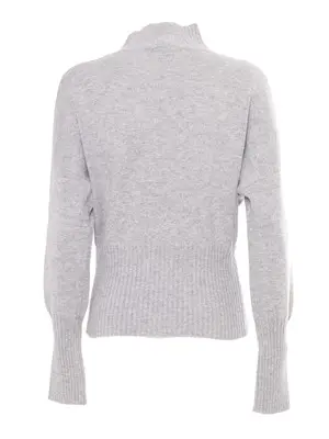 Max Mara High Neck Long Sleeve Jumper With Diamond Inlay - Light Grey