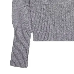 Max Mara High Neck Long Sleeve Jumper With Diamond Inlay - Light Grey