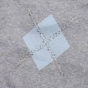 Max Mara High Neck Long Sleeve Jumper With Diamond Inlay - Light Grey