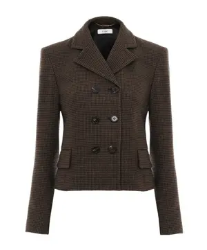 Chloé Double-breasted Houndstooth Blazer - Black