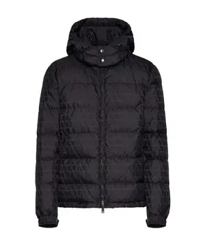 Valentino Garavani Toile Iconographe Zip-up Padded Jacket - Navy Blue