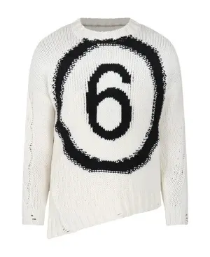MAISON MARGIELA Distressed Logo Knit Sweater - Black