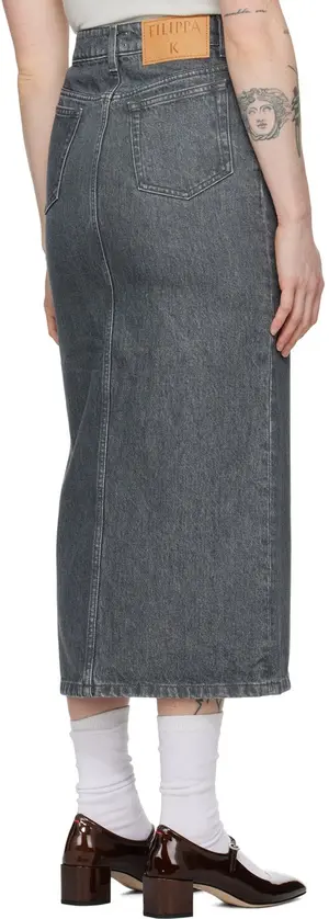 Filippa K Denim Maxi Skirt With Front Slit - Gray