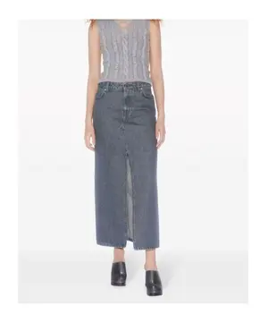 Filippa K Denim Maxi Skirt With Front Slit - Gray