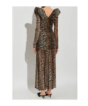 GANNI Leopard Print V-neck Dress