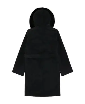 Max Mara Hooded Long-sleeved Coat With Waist Straps - Black