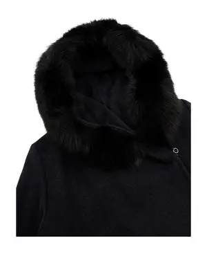 Max Mara Hooded Long-sleeved Coat With Waist Straps - Black