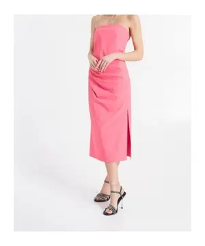 KAOS Strapless Pleated Draped Midi Dress