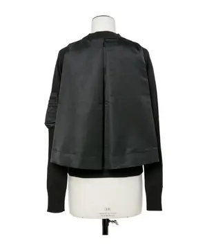 Sacai Crew Neck Long Sleeve Jumper With Nylon Patch Detail - Black