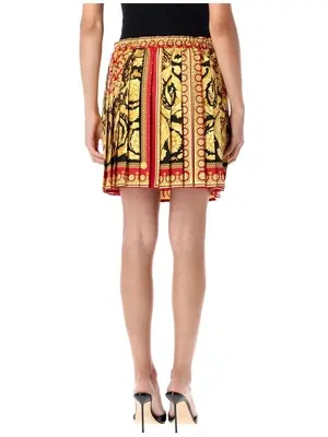 Versace Pleated Graphic Print Skirt - Brown