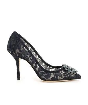Dolce & Gabbana Embellished Lace Pumps - Black