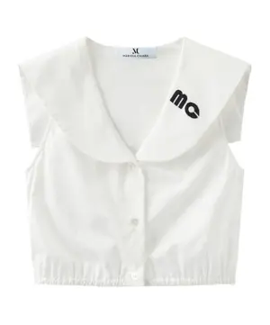 Marissa Chiara Sleeveless Vest With Lapel Collar - White