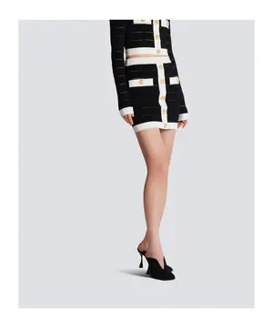 Balmain Two-tone Buttoned Knit Mini Skirt