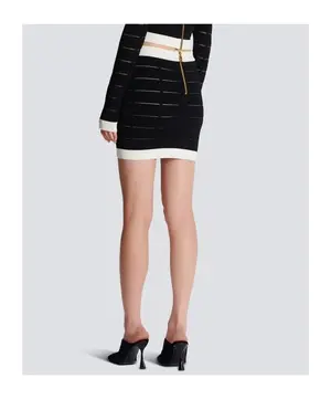 Balmain Two-tone Buttoned Knit Mini Skirt