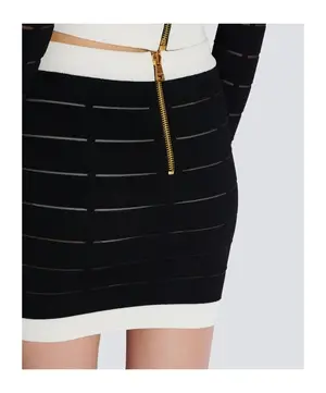 Balmain Two-tone Buttoned Knit Mini Skirt
