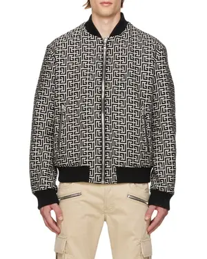 Balmain Logo Monogram Reversible Bomber Jacket