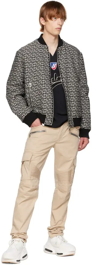 Balmain Logo Monogram Reversible Bomber Jacket