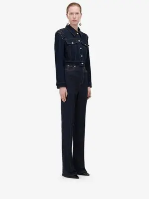 Alexander McQueen Cropped Denim Jacket With Lace Detail