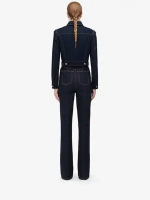 Alexander McQueen Cropped Denim Jacket With Lace Detail